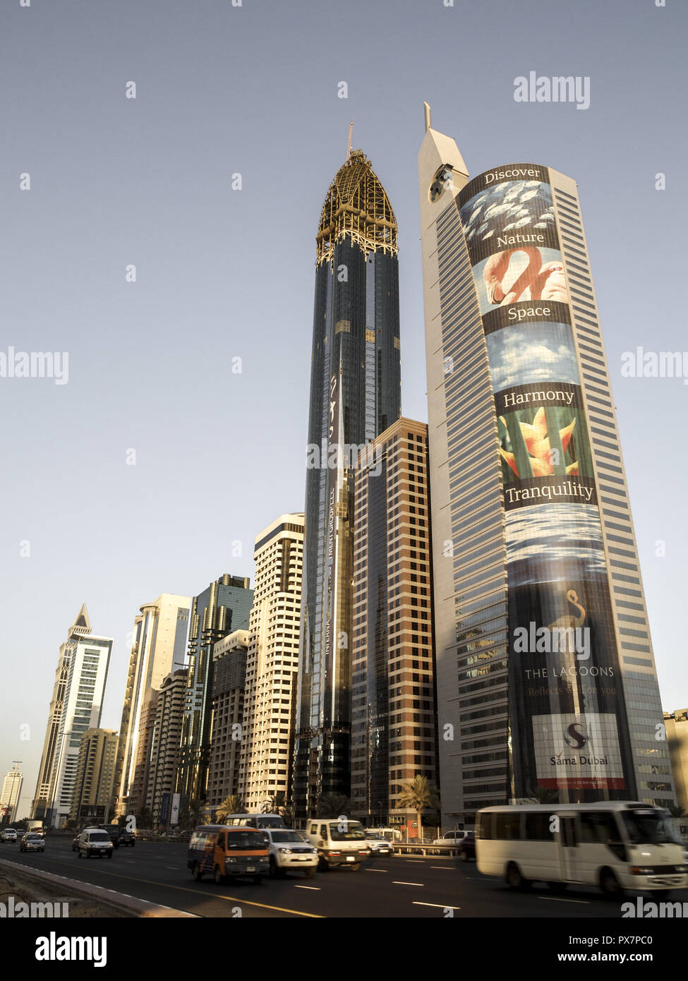 Dubai, Sheik Zayed Road, modern skyline, United Arab Emirates Stock ...