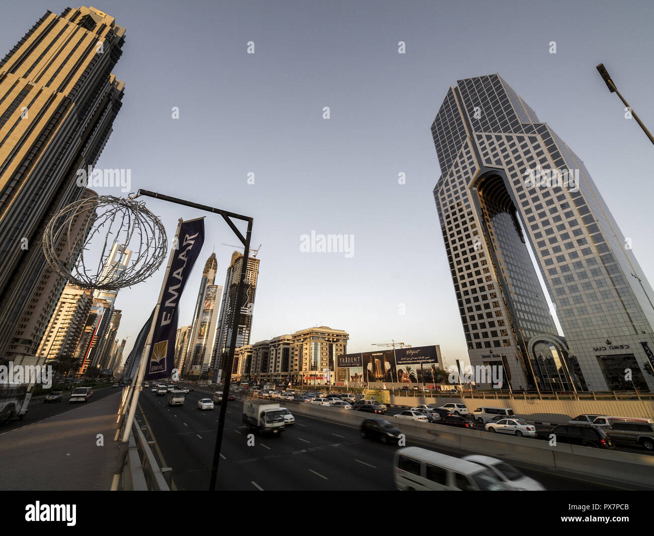 Dubai, Sheik Zayed Road, modern skyline, United Arab Emirates Stock ...