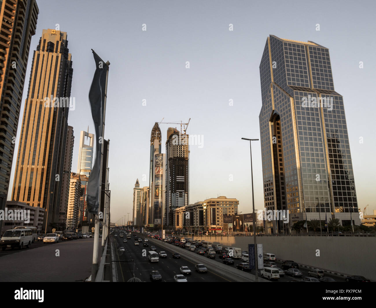 Dubai, Sheik Zayed Road, modern skyline, United Arab Emirates Stock ...