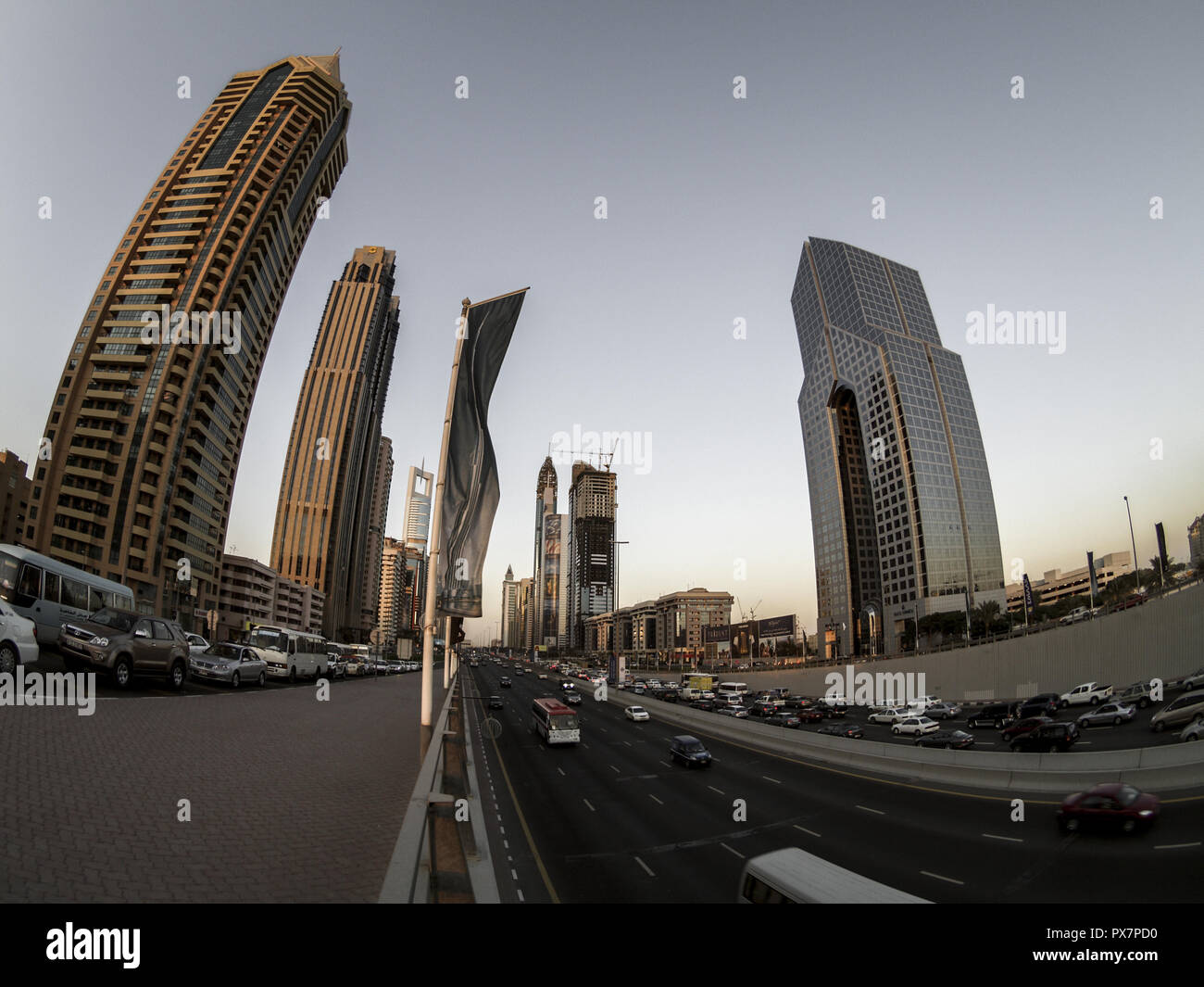 Dubai, Sheik Zayed Road, modern skyline, United Arab Emirates Stock ...