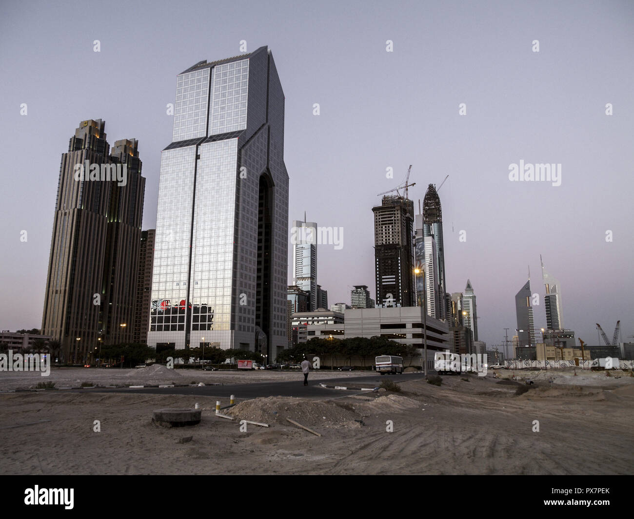 Dubai, Sheik Zayed Road, modern skyline, Emirates Towers, United Arab ...