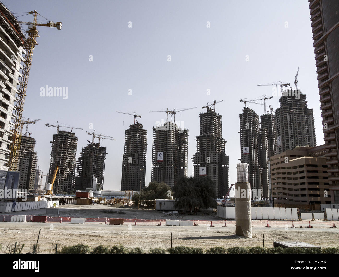 Dubai, construction site around Burj Dubai, United Arab Emirates Stock ...
