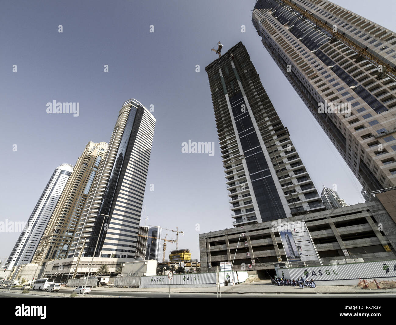 Dubai Marina, construction site of Emirates Crown Tower, United Arab ...