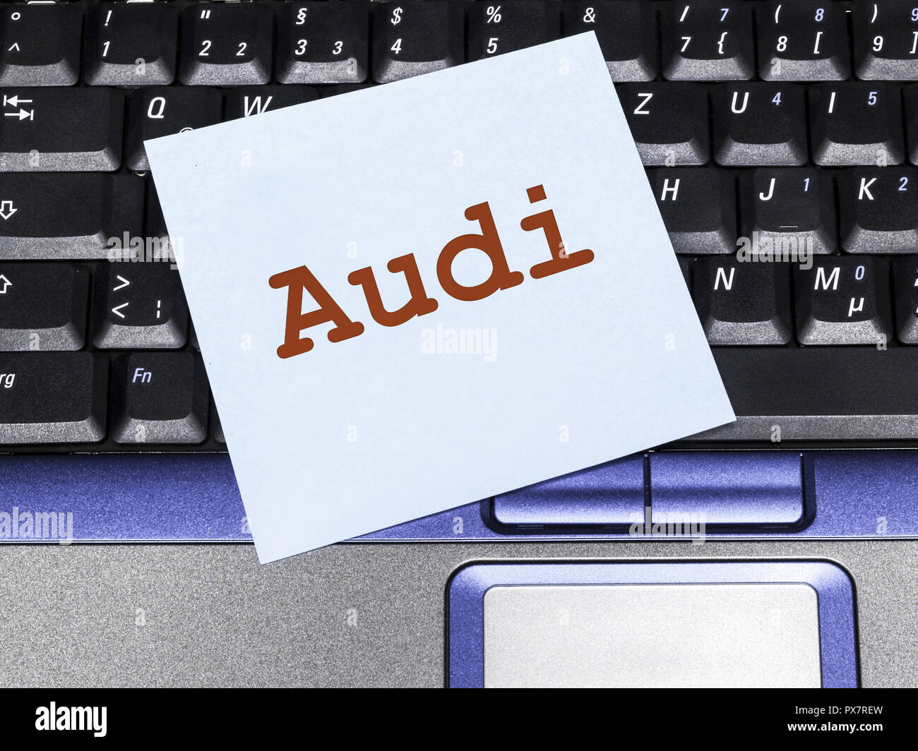 Memo note on notebook, Audi Stock Photo - Alamy