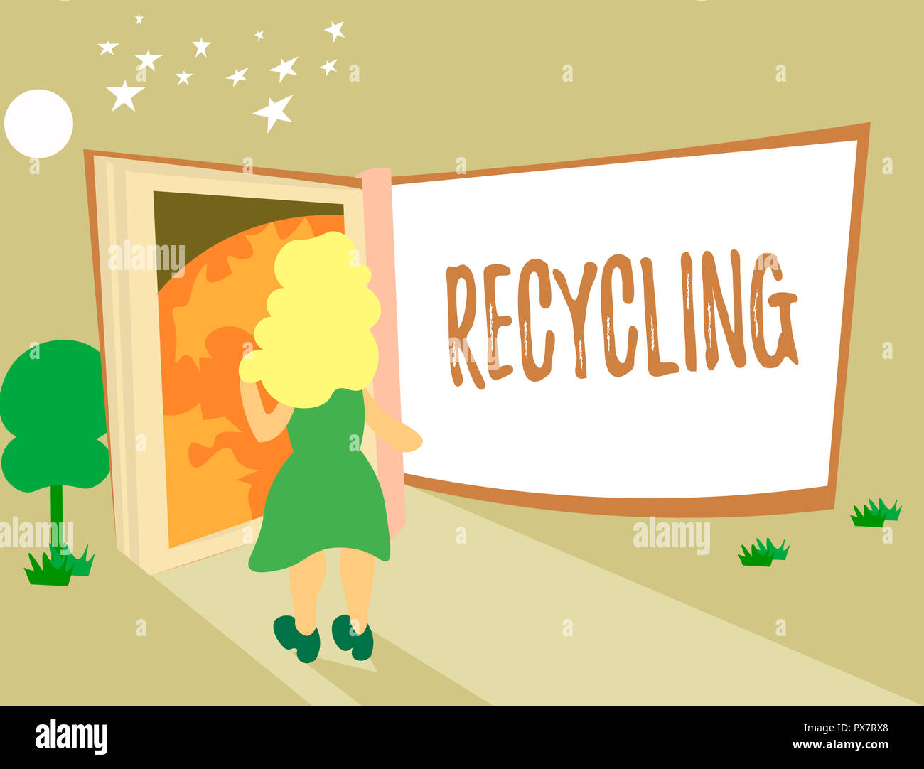 Writing note showing Recycling. Business photo showcasing Converting ...