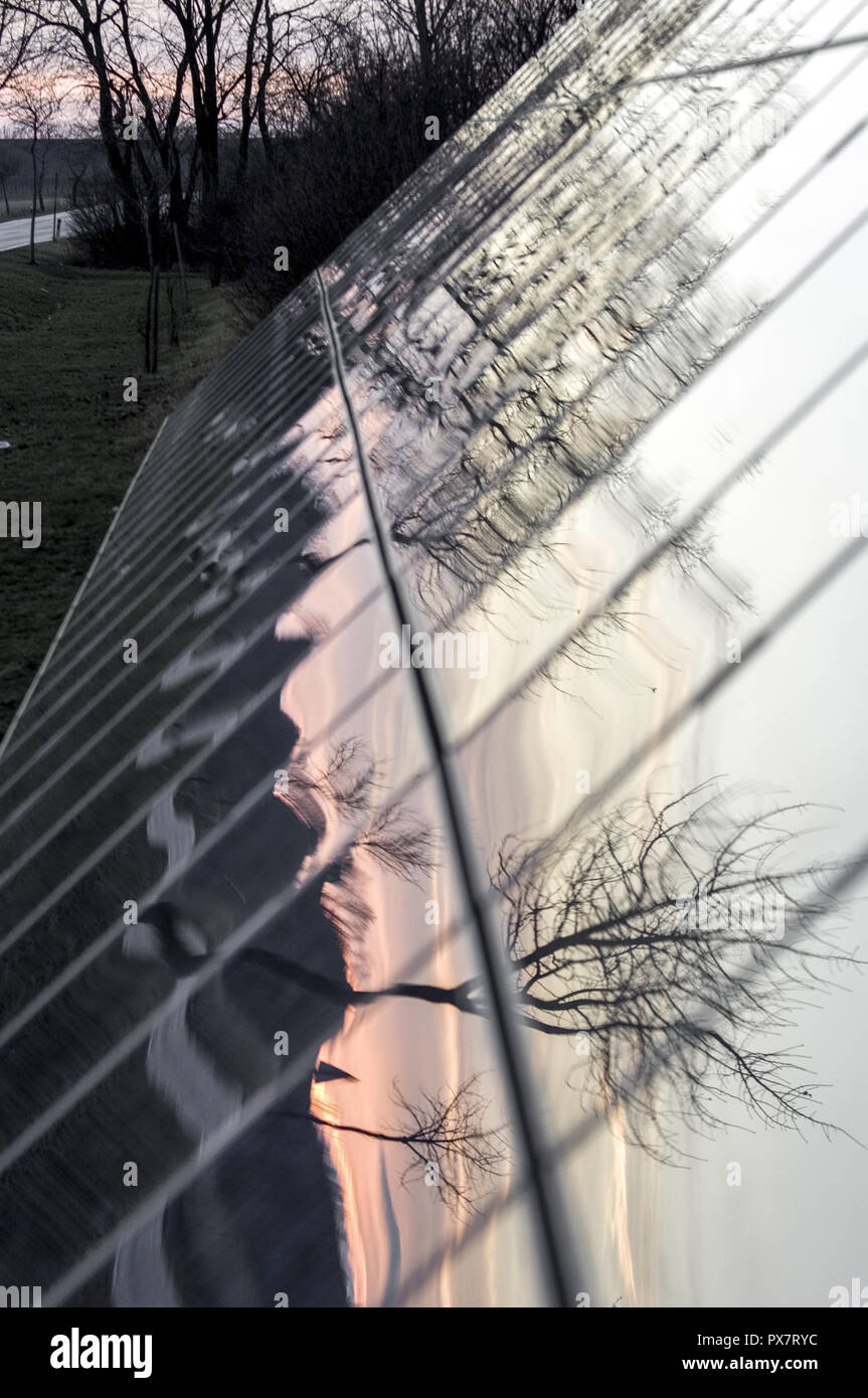 Solar power system, reflection of a tree Stock Photo - Alamy