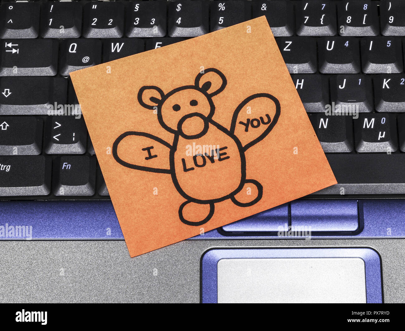 Memo note on notebook, I love you drawing Stock Photo - Alamy