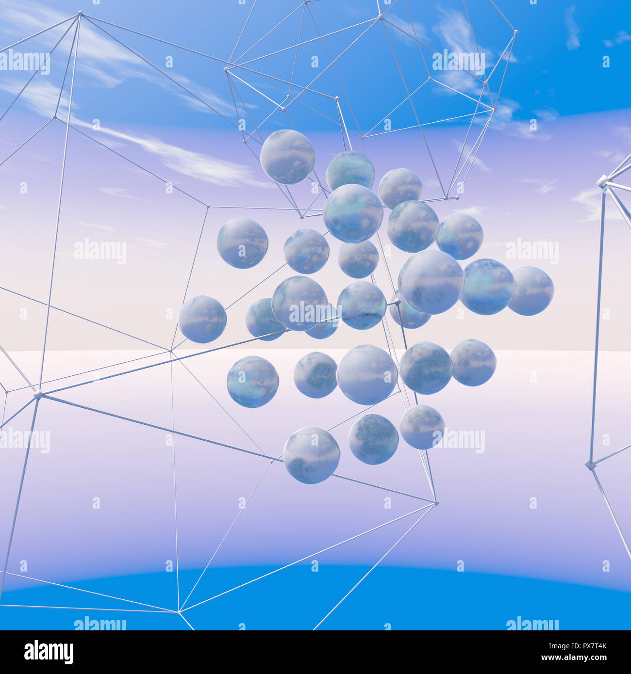 Abstract spheres and lines under the blue sky, Abstract, Conceptual ...