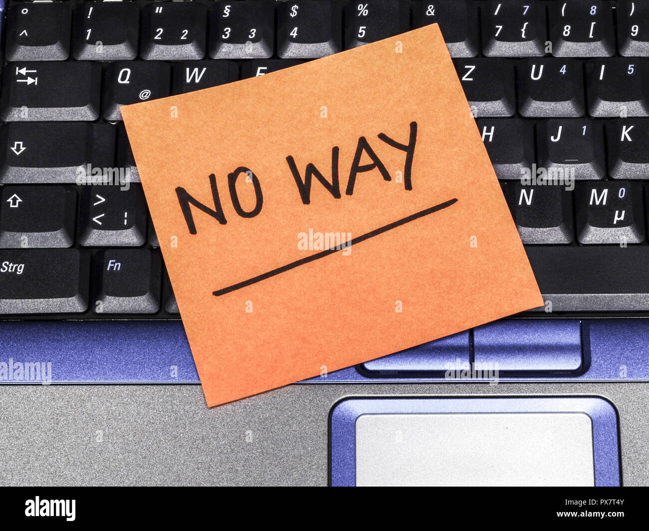 Memo note on notebook, no way Stock Photo - Alamy