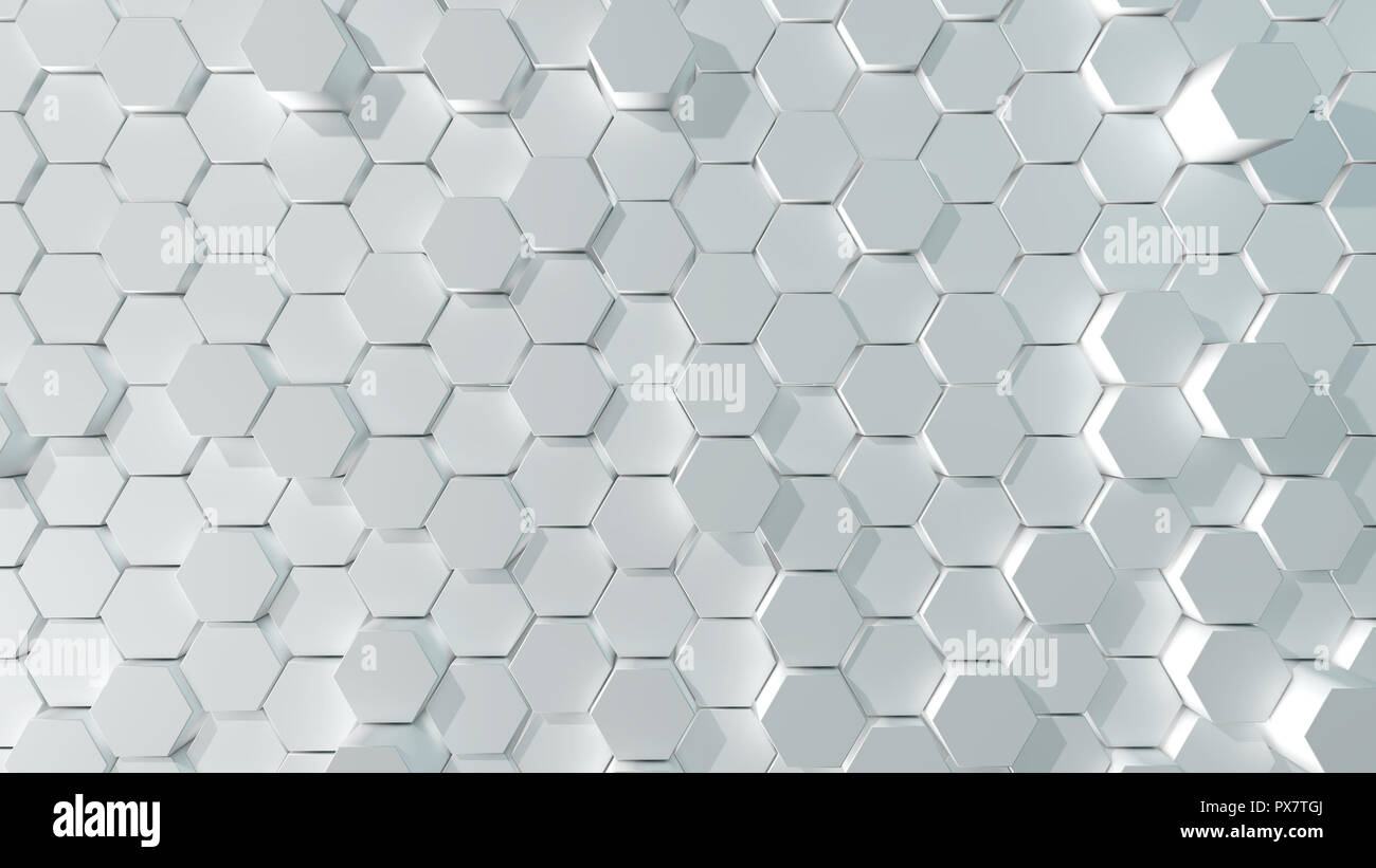 Abstract White Hexagon Pattern Blocks Wall Background Stock Photo - Alamy