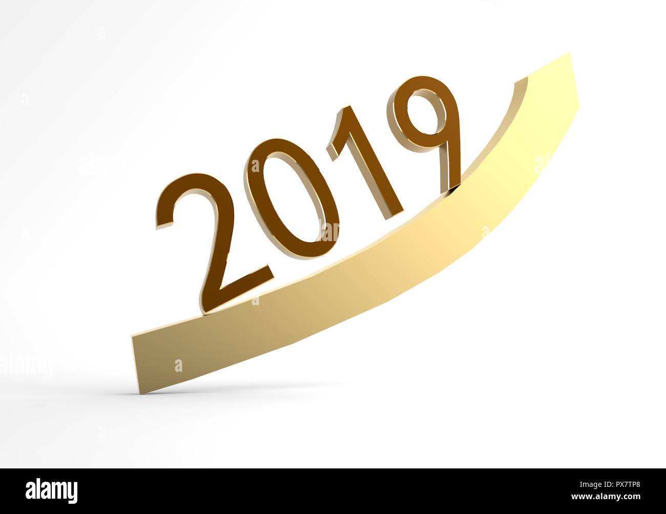 Number of 2019 and gold arrow on white background Stock Photo - Alamy