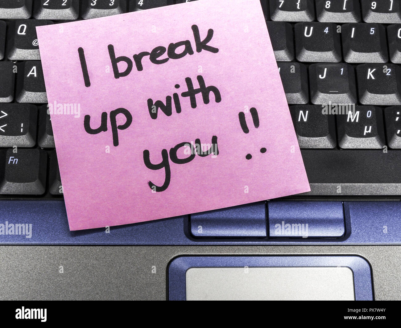 Memo note on notebook, I break up with you Stock Photo - Alamy