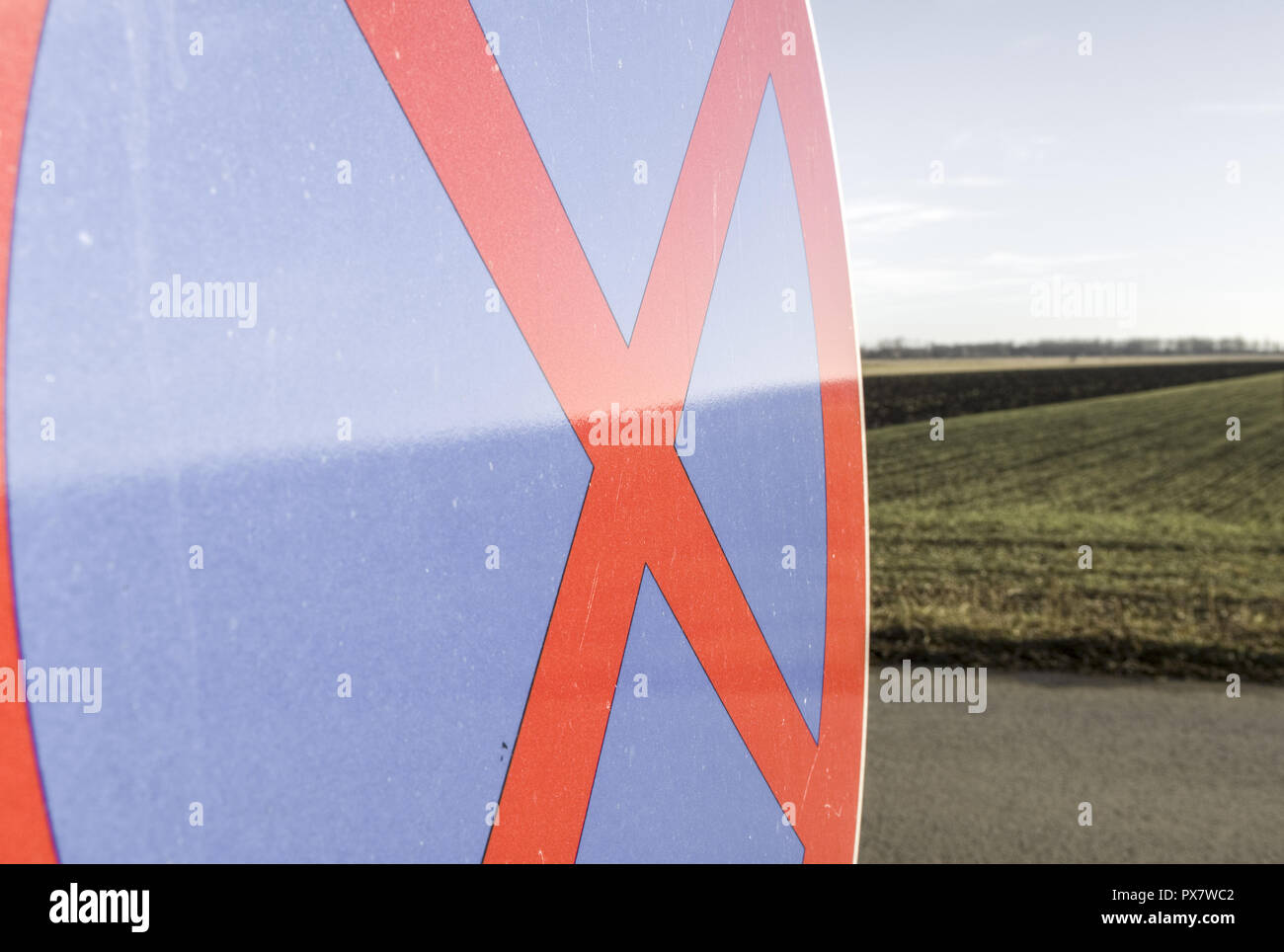 Road sign with stopping restriction Stock Photo - Alamy