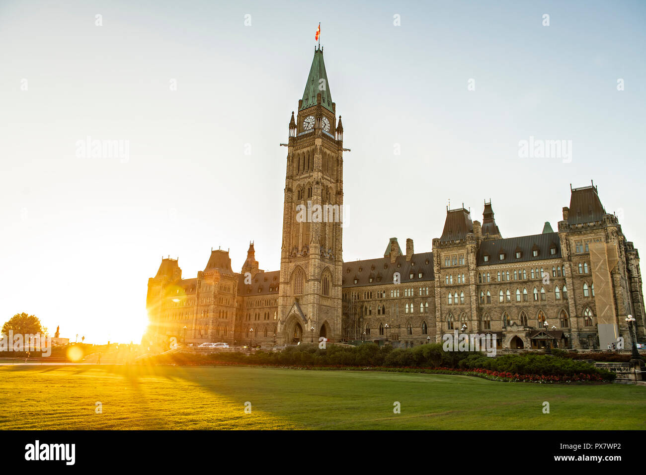 The Center Block and the Peace Tower in Parliament Hill at Ottawa in ...