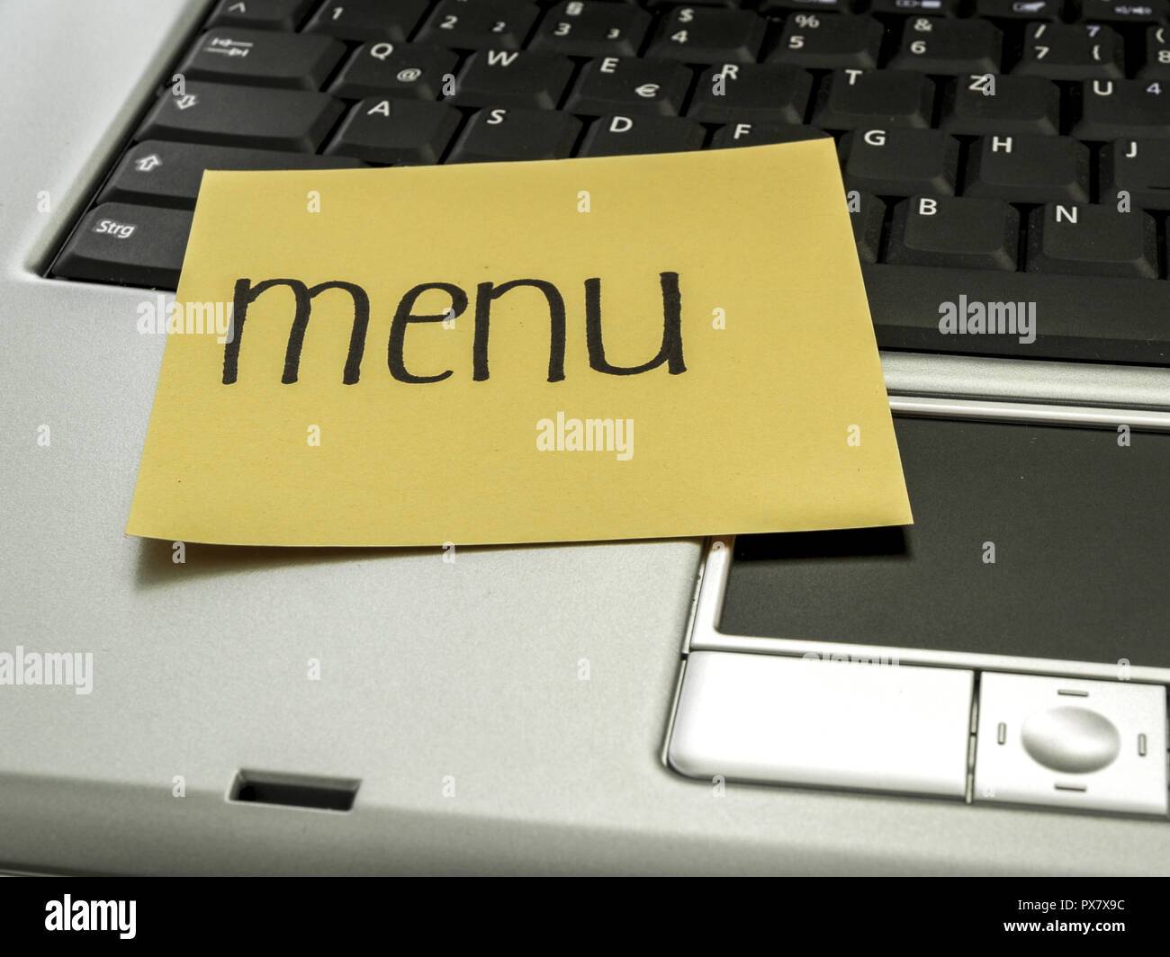 Memo note on notebook, menu Stock Photo - Alamy