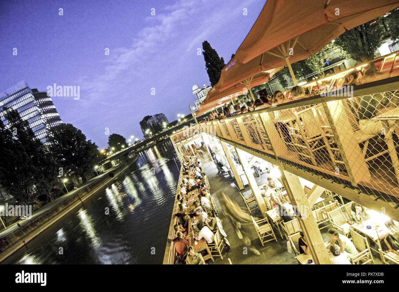 Vienna, swimming pool on the Danube Channel, Austria, Danube Channel ...