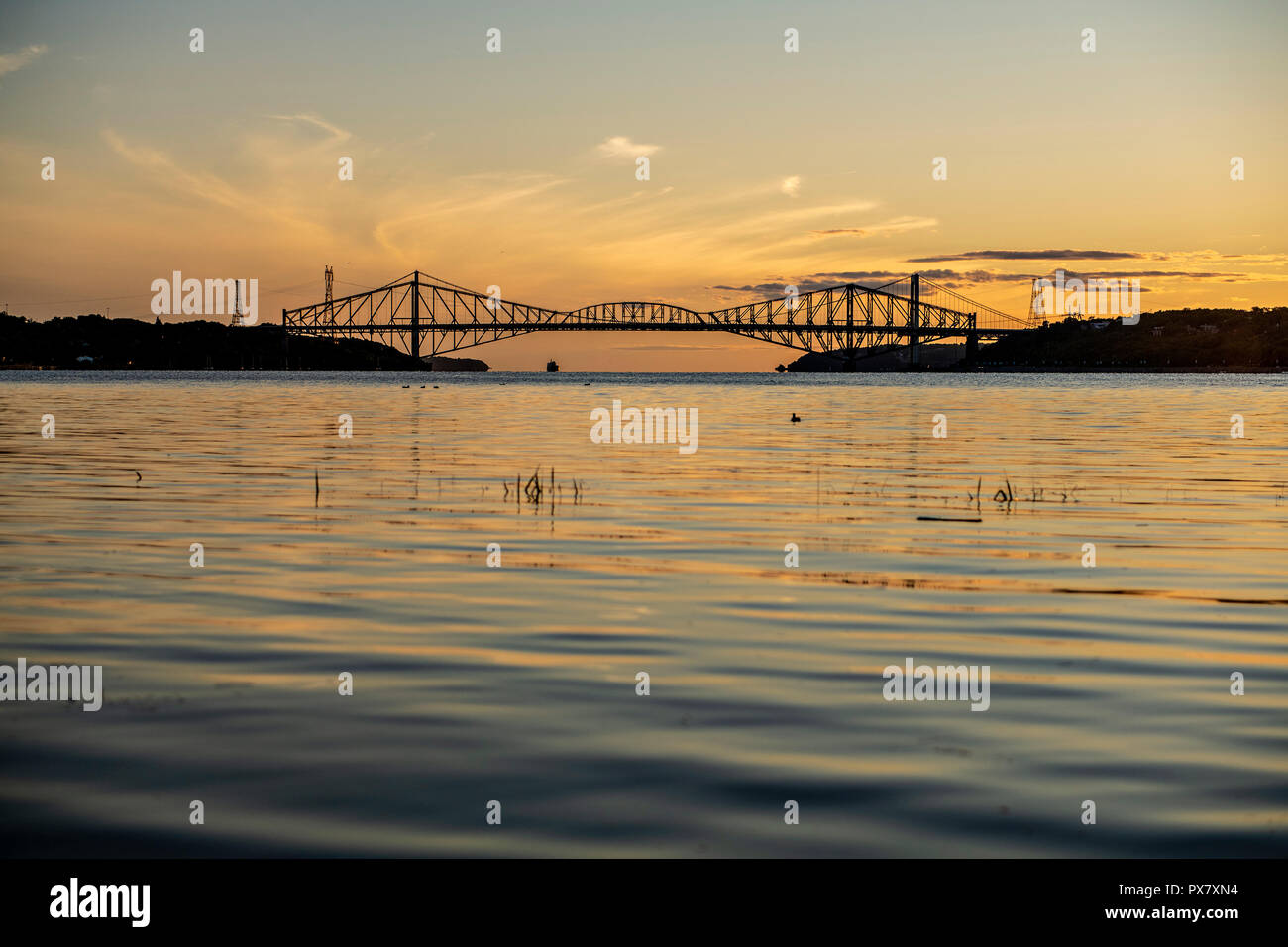 The Quebec city bridge in Canada on the sunset time Stock Photo - Alamy