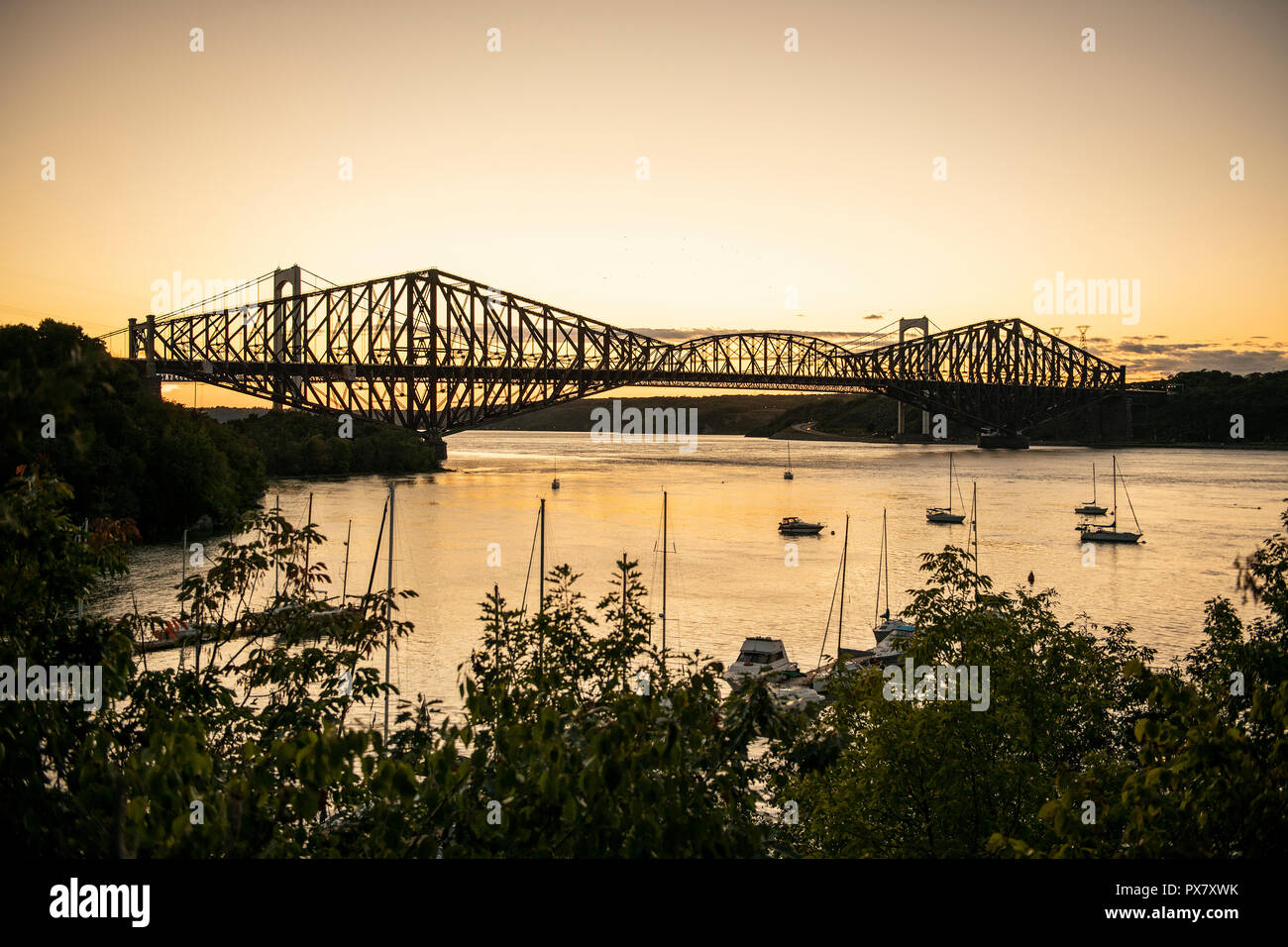 The Quebec city bridge in Canada on the sunset time Stock Photo - Alamy