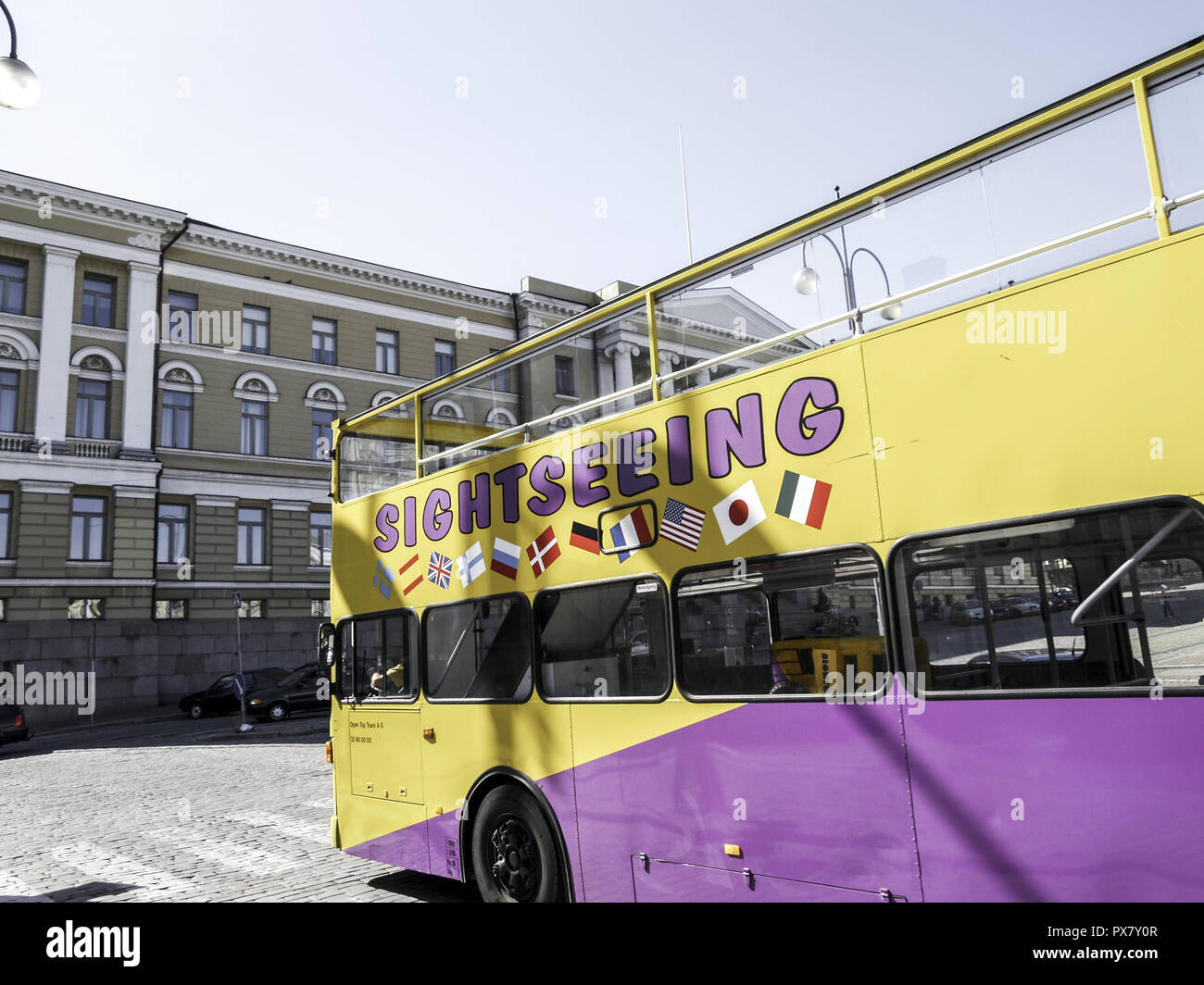 Helsinki, sightseeing bus on Senate Square, Finland Stock Photo - Alamy