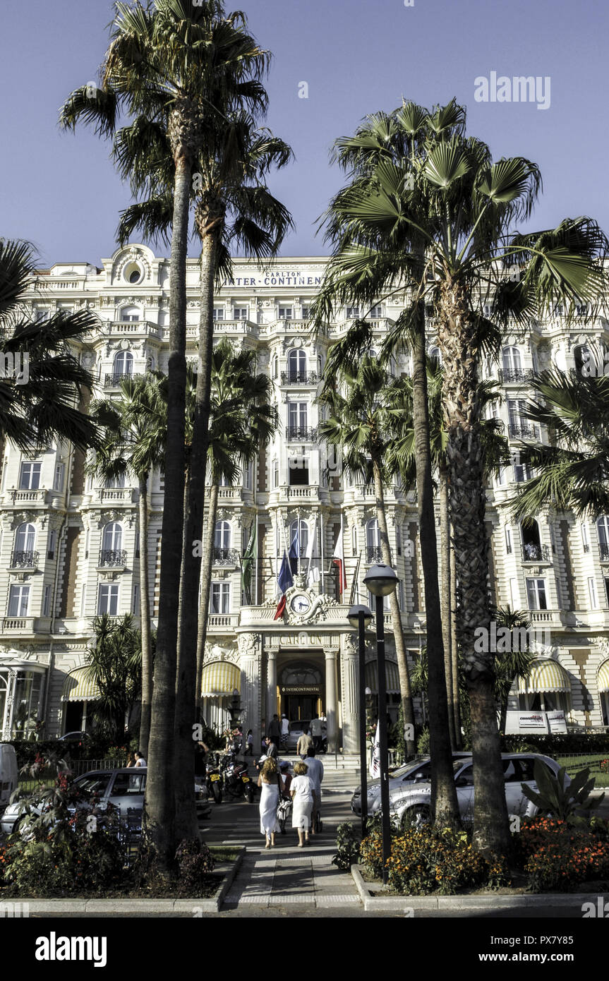 Cannes, Hotel Carlton at Croisette, France, Cote d Azur Stock Photo - Alamy