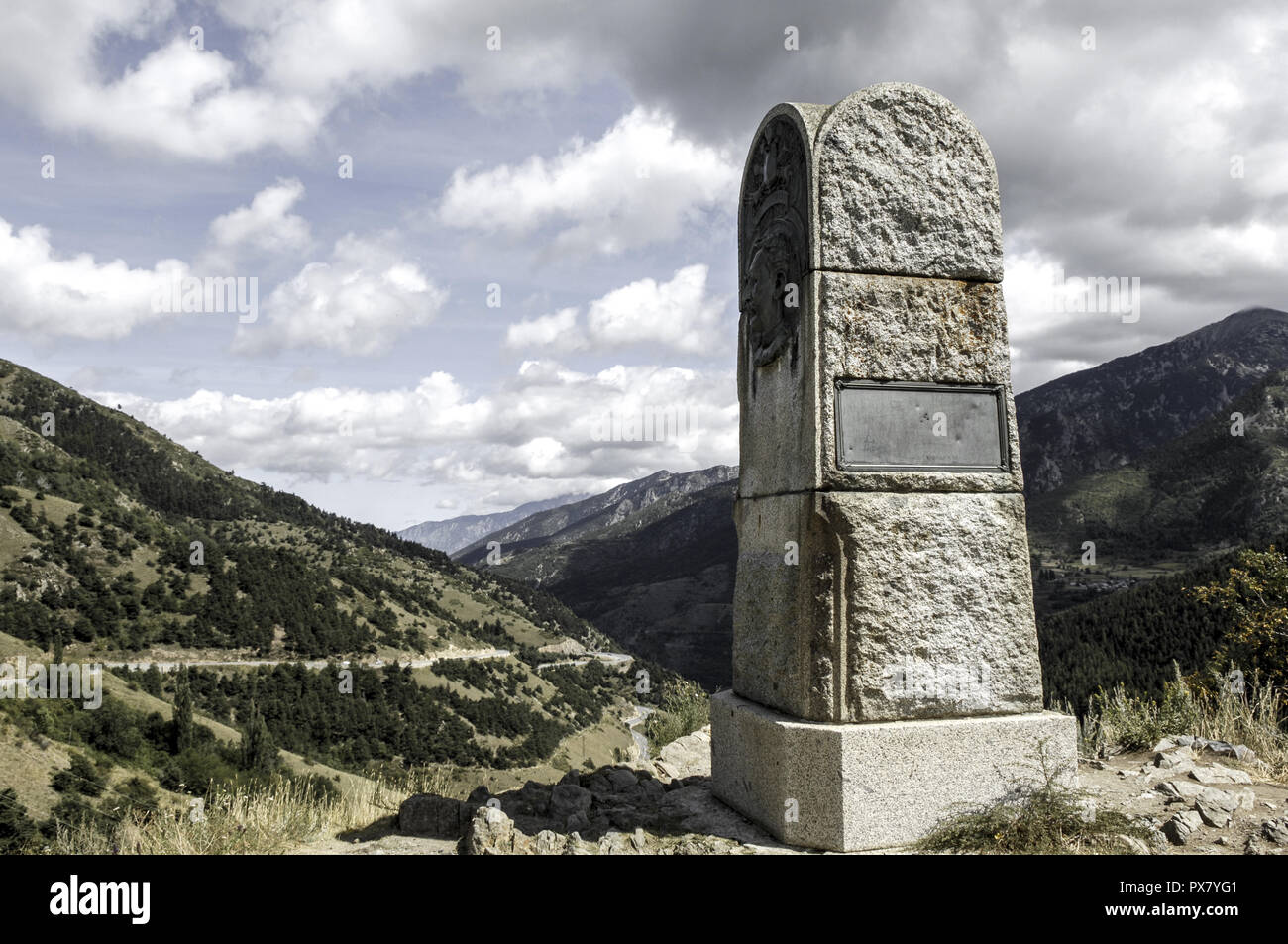 Pyrenees, memorial stone, France Stock Photo - Alamy
