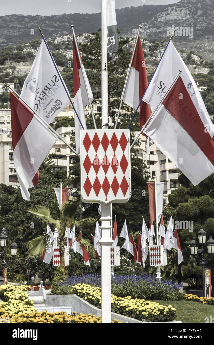 Monaco, flags, coat of arms Stock Photo - Alamy
