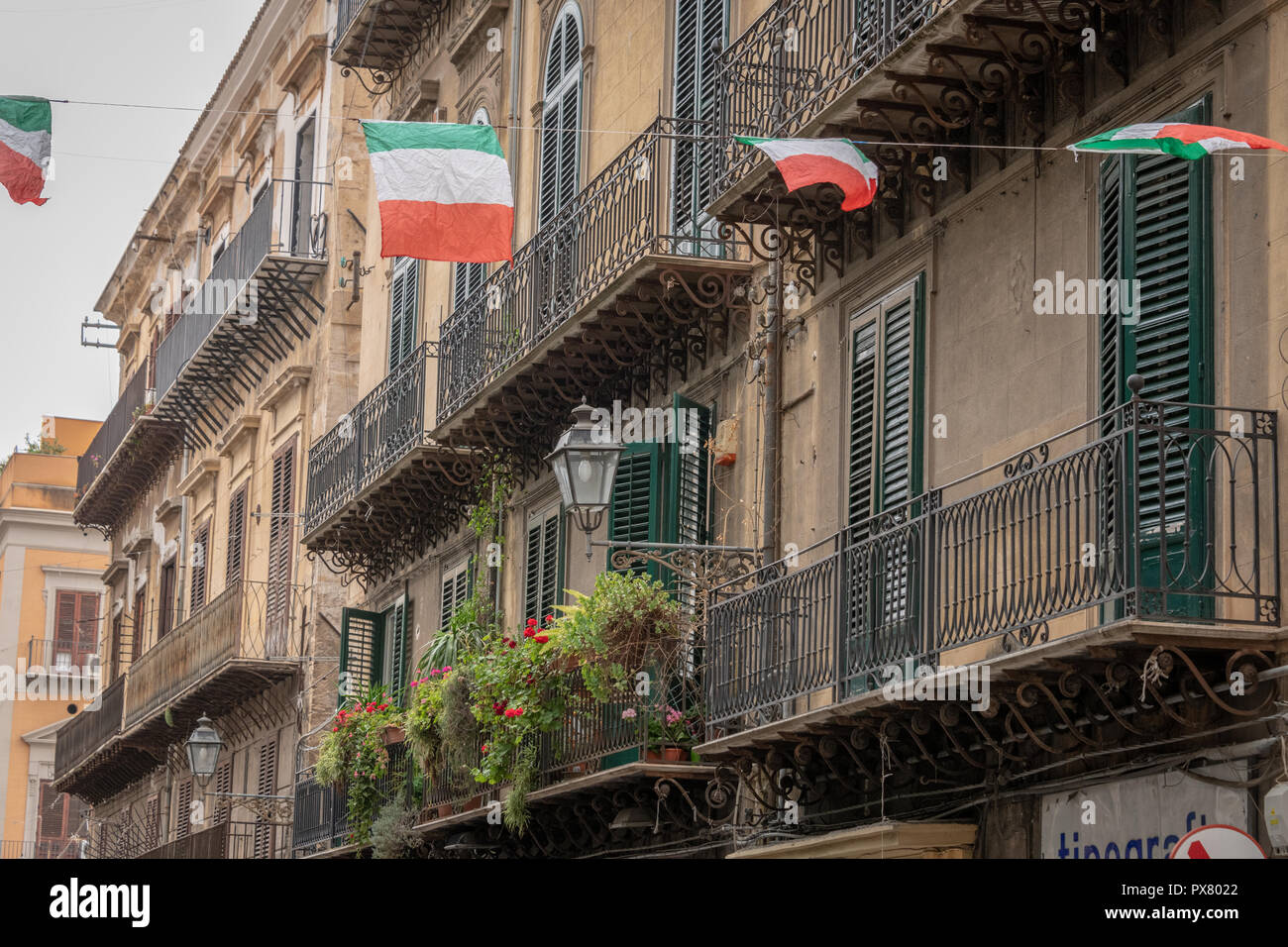 Old Italian Building Facade, Balconies & Railings Stock Photo - Alamy