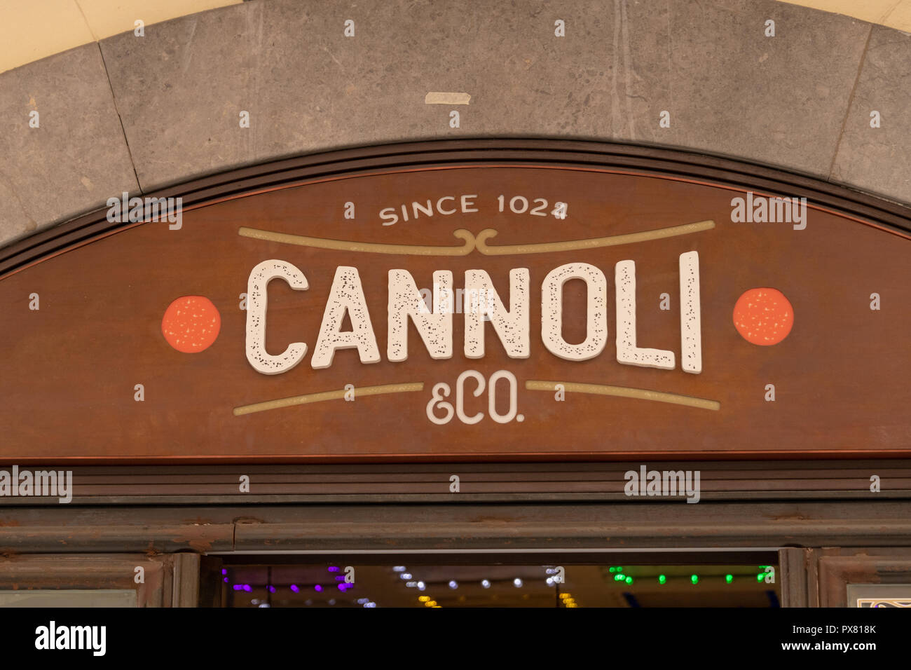 Cannoli Sign Above Shop Stock Photo - Alamy