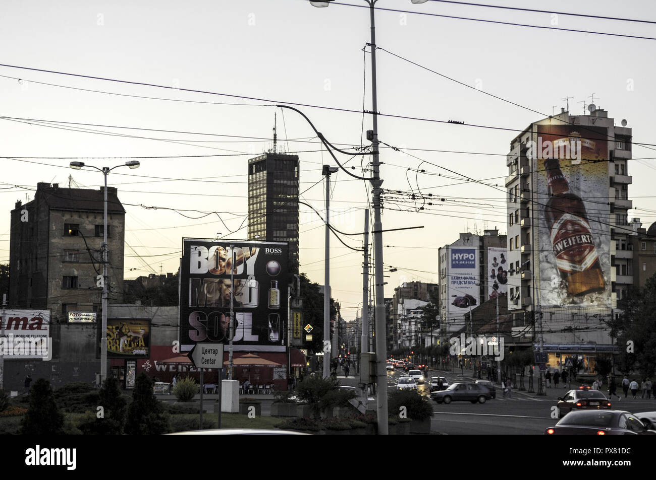 Beograd, office building Beogradjanka by architect Branko Pesic behind ...