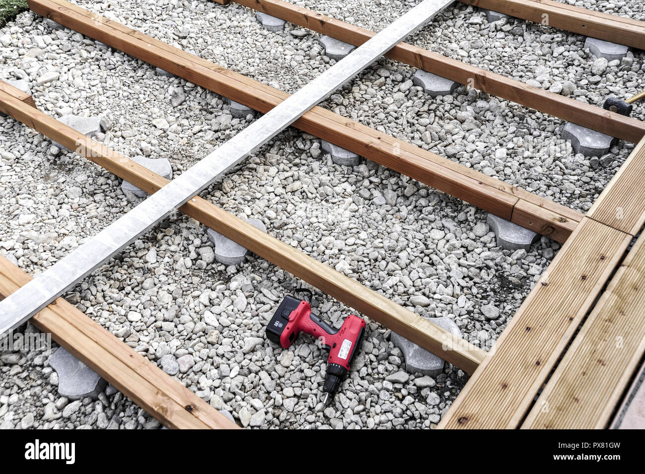 Garden terrace construction Stock Photo - Alamy