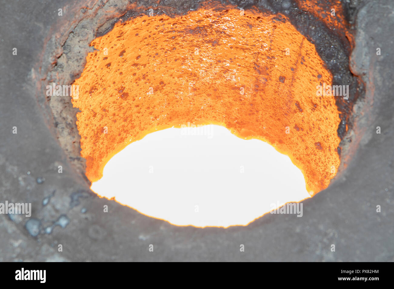 Molten metal in Induction Furnace for casting Iron manufacturing Stock ...