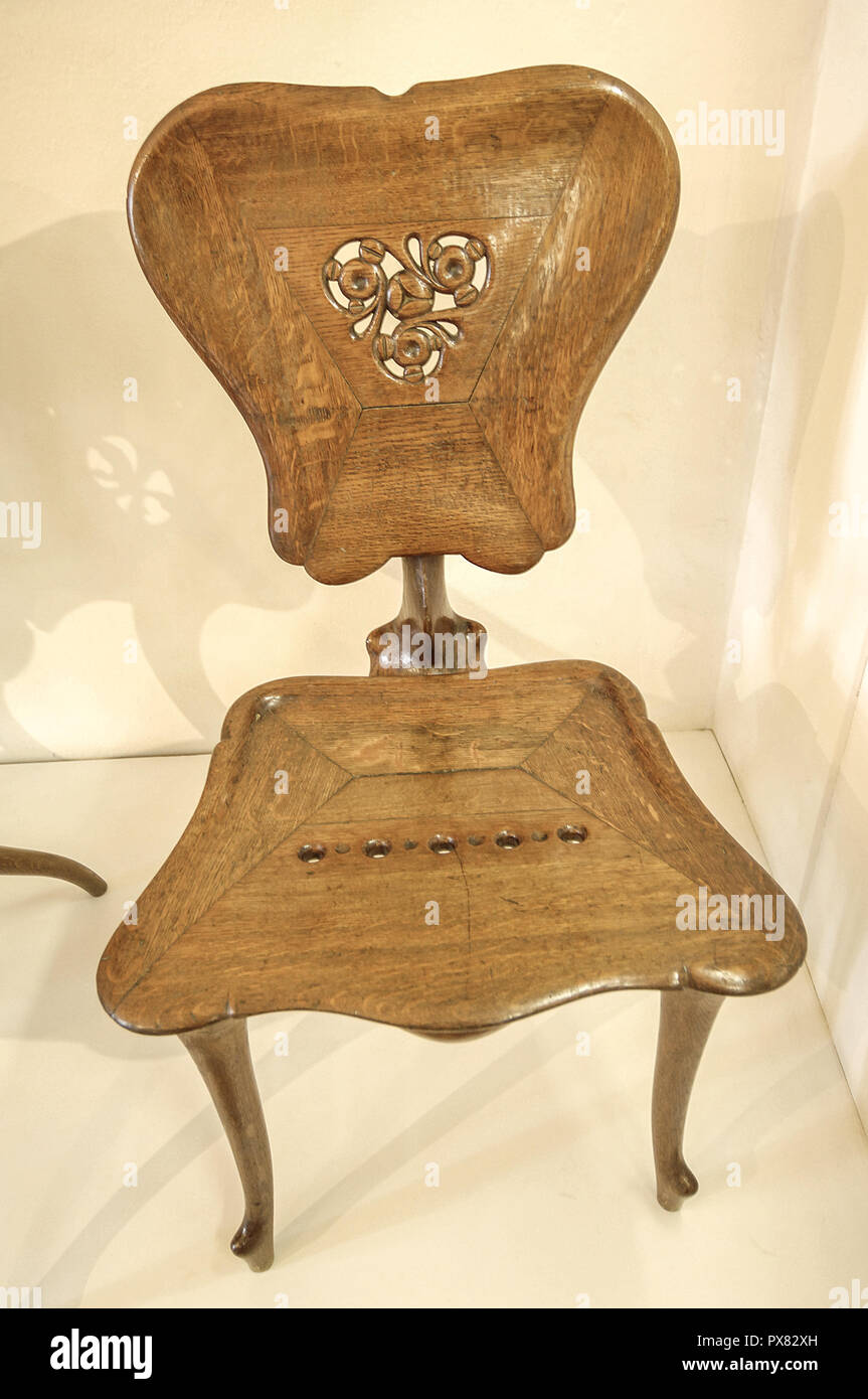 Barcelona, Park Guell, Gaudi museum, chair by architect Antonio Gaudi ...