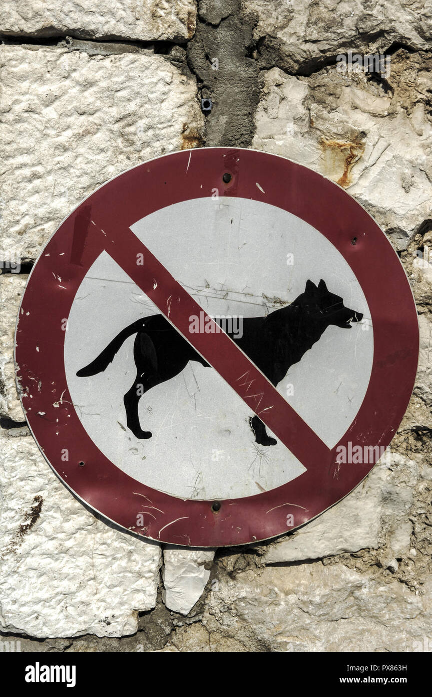 Sign dogs forbidden, Croatia, Dalmatia Stock Photo - Alamy