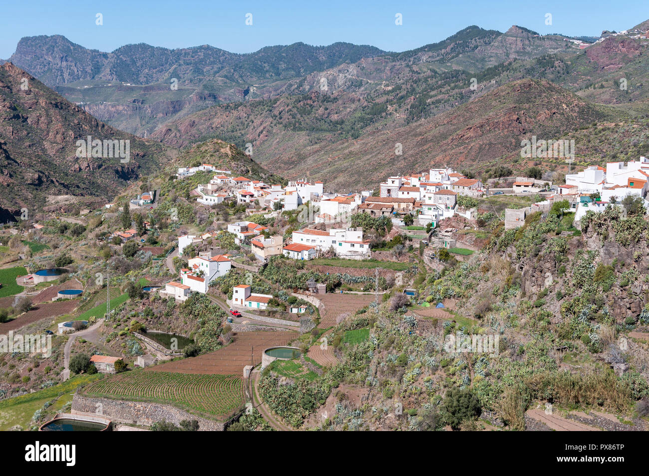 Views of the town of Tejeda, in the interior of the Gran Canaria Island ...