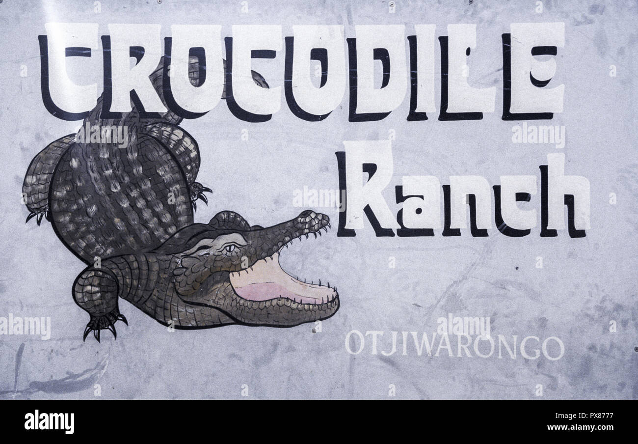 Sign crocodile ranch, Namibia Stock Photo - Alamy