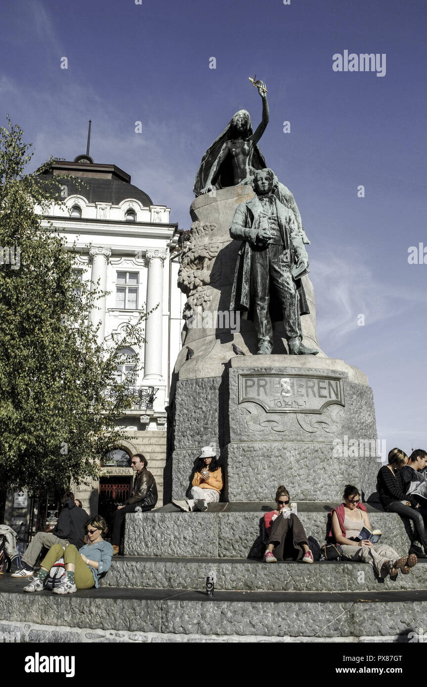 Ljubljana, Preseren square, Slovenia Stock Photo - Alamy