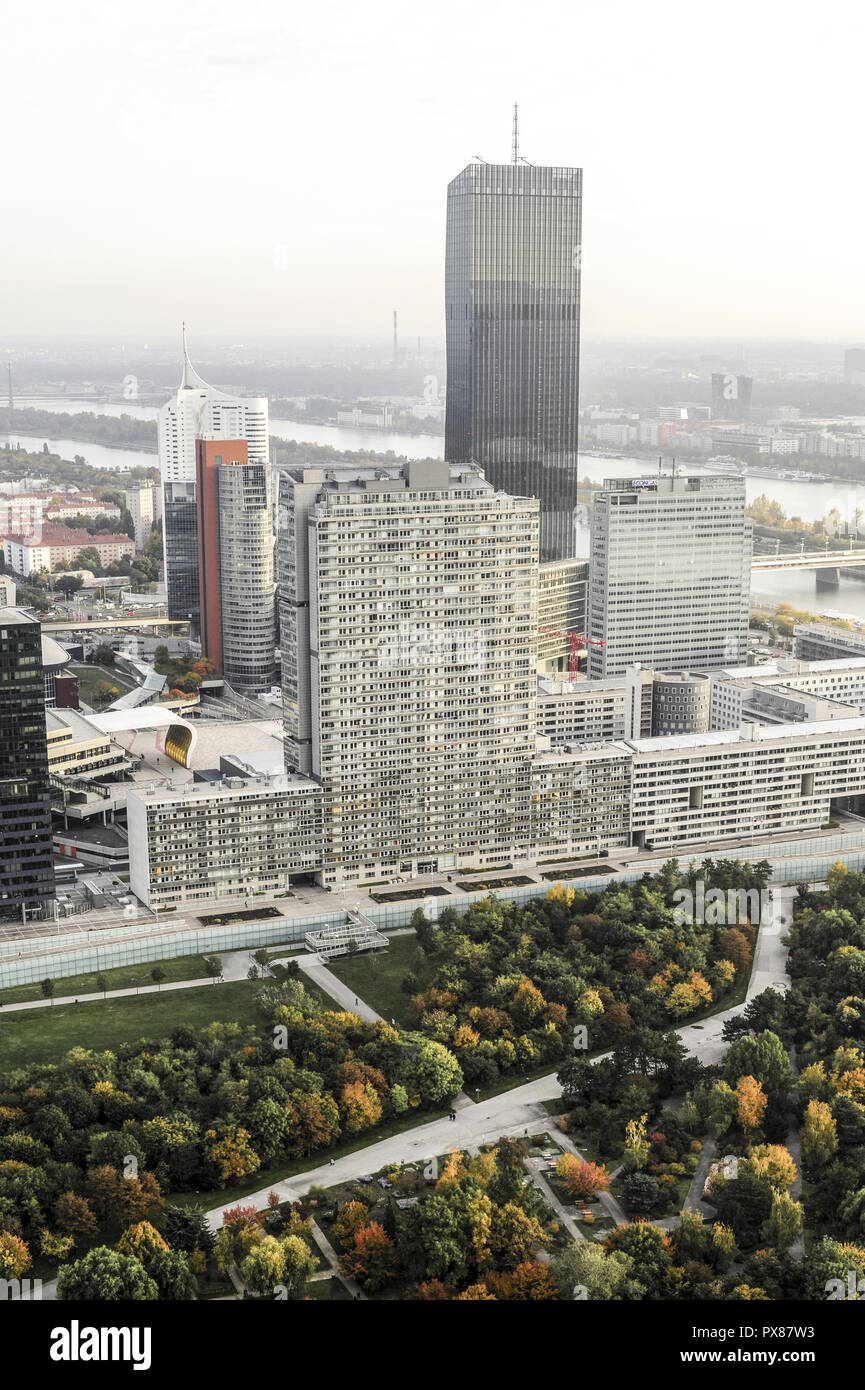 Vienna, skyline, Danube city, DC Tower 1, 2013, highest building of ...