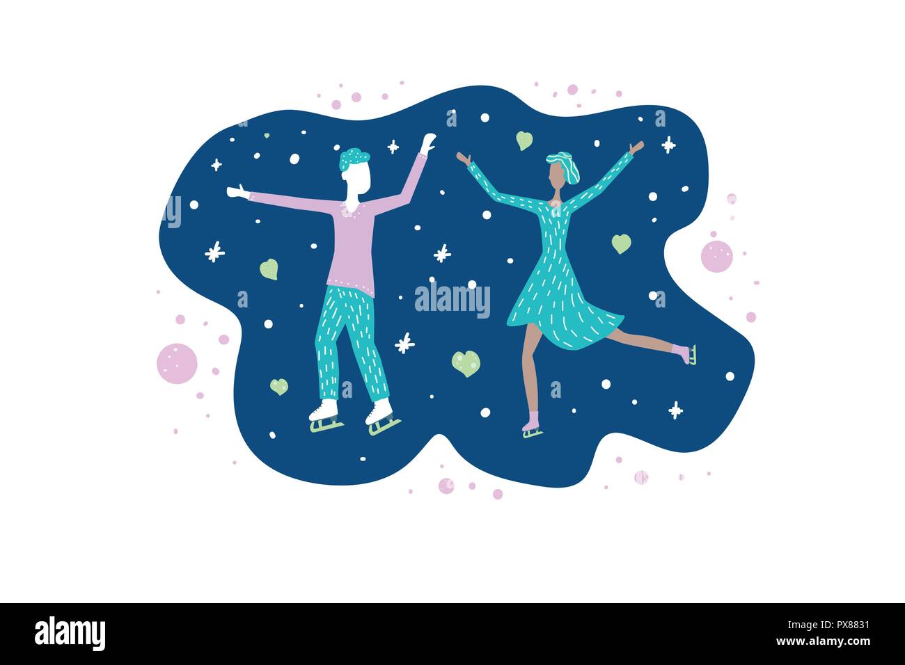 Figure skating concept. Pair on the rink. Vector illustration Stock ...