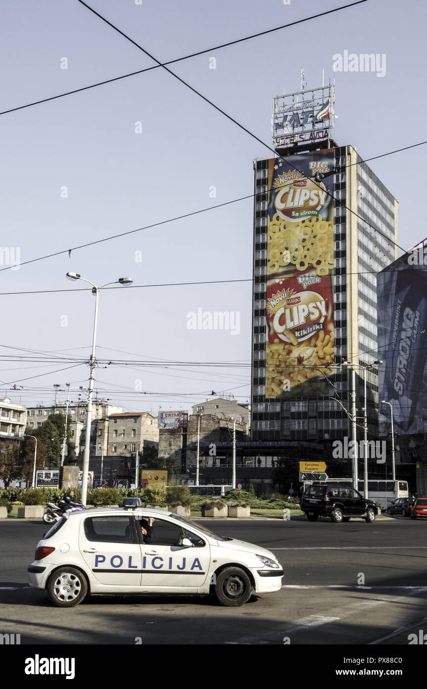 Beograd, police car, policija, Serbia-Montenegro, Belgrade Stock Photo ...