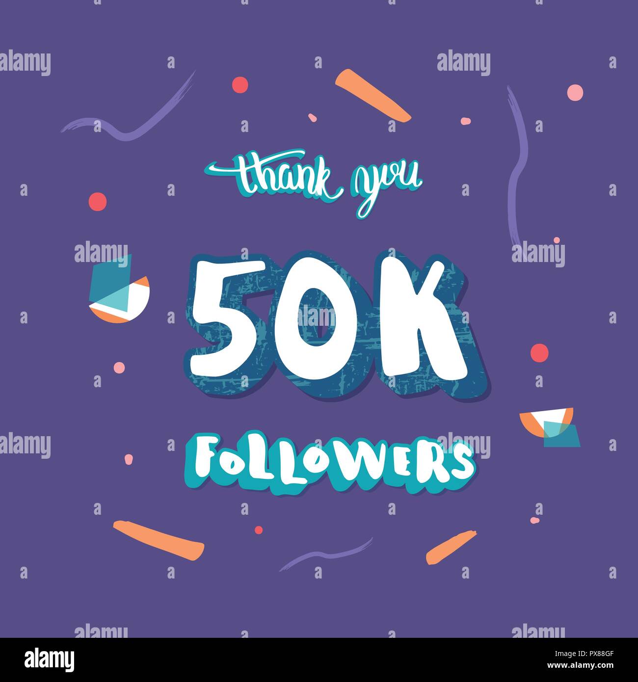 50k followers social media template. Banner for internet networks with ...