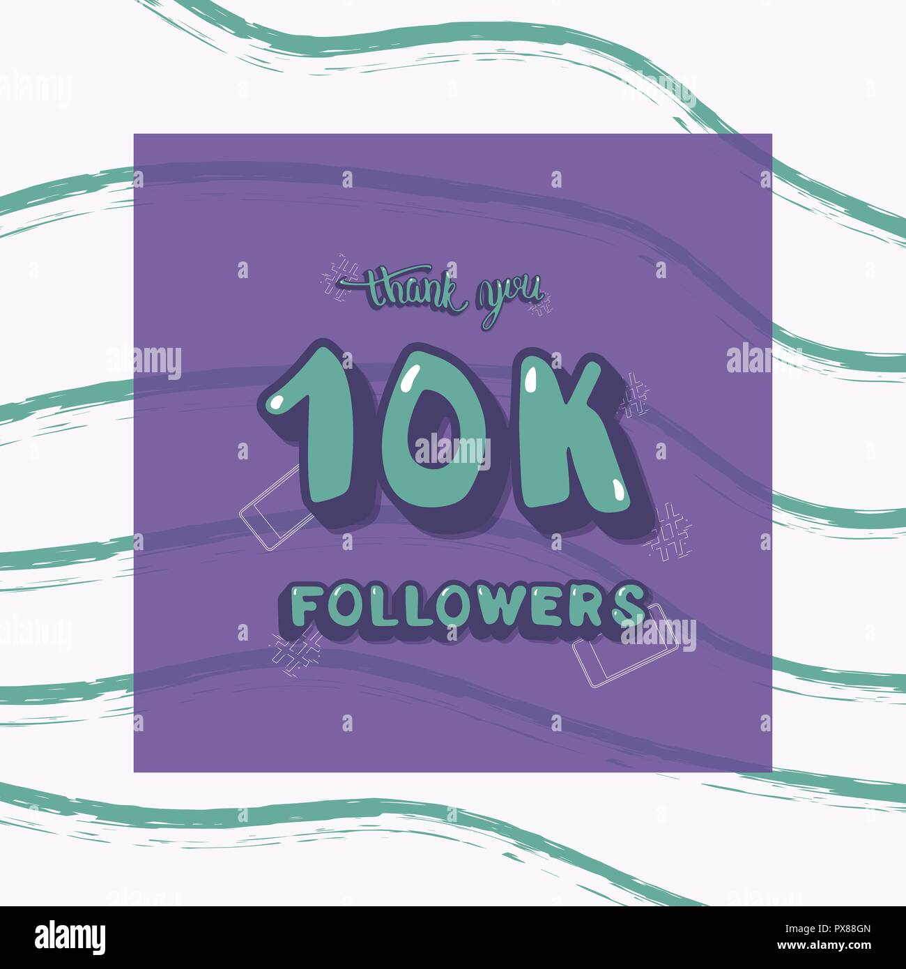 10k Followers Thank You Social Media Template On Dry Brush Lines