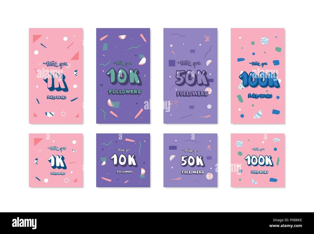 Set Of Social Media Templates Networks 1k 10k 50k 100k Followers