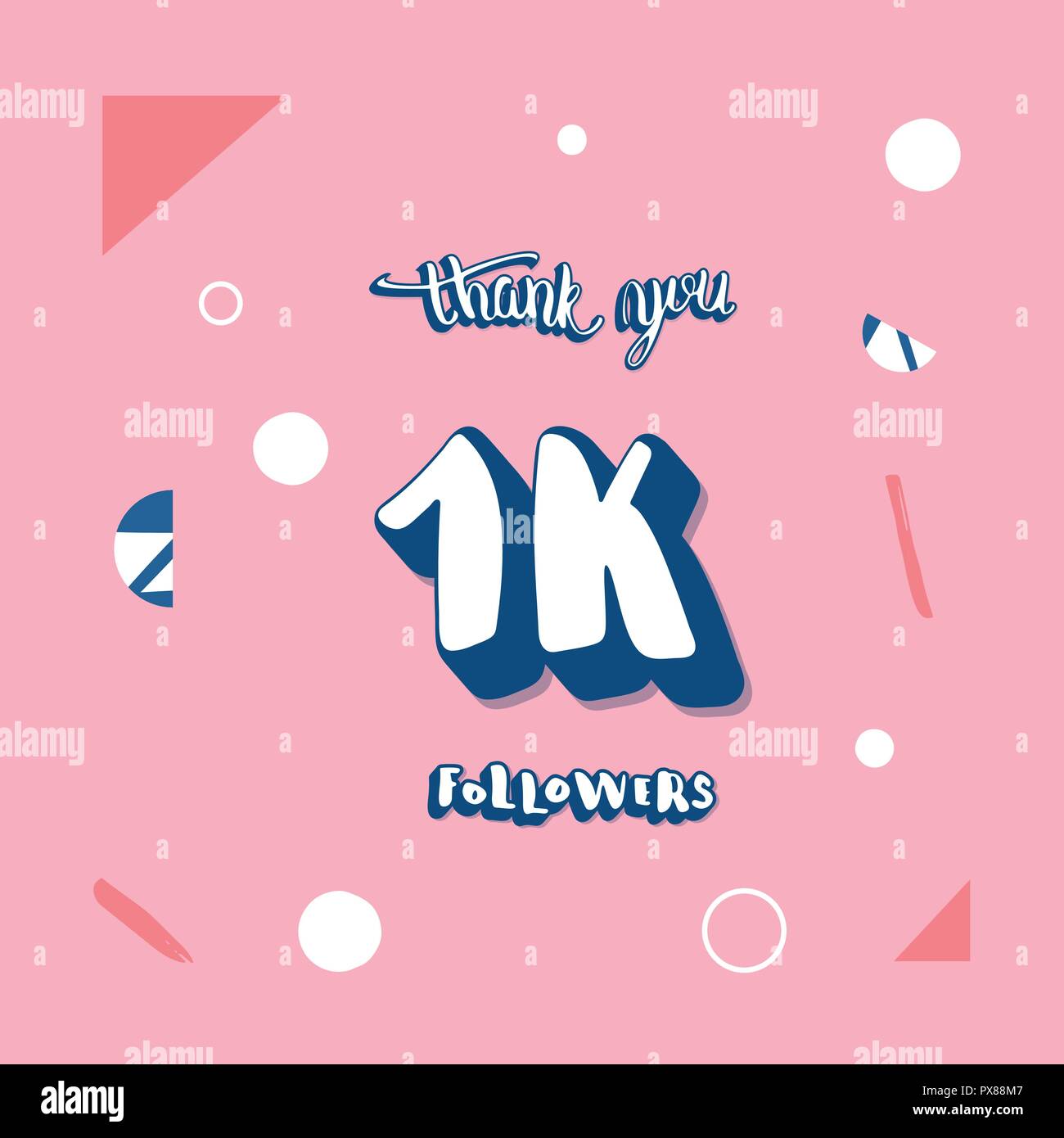 Vector 1k followers social media template. Banner for internet networks with creative ...