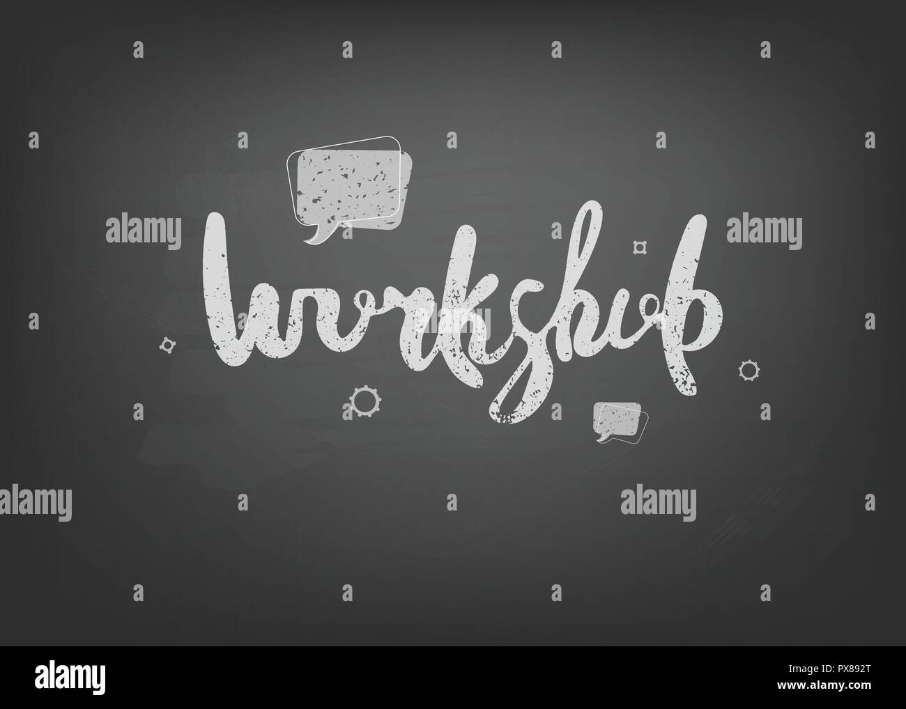 Workshop announcement composition. Template with handwritten lettering ...