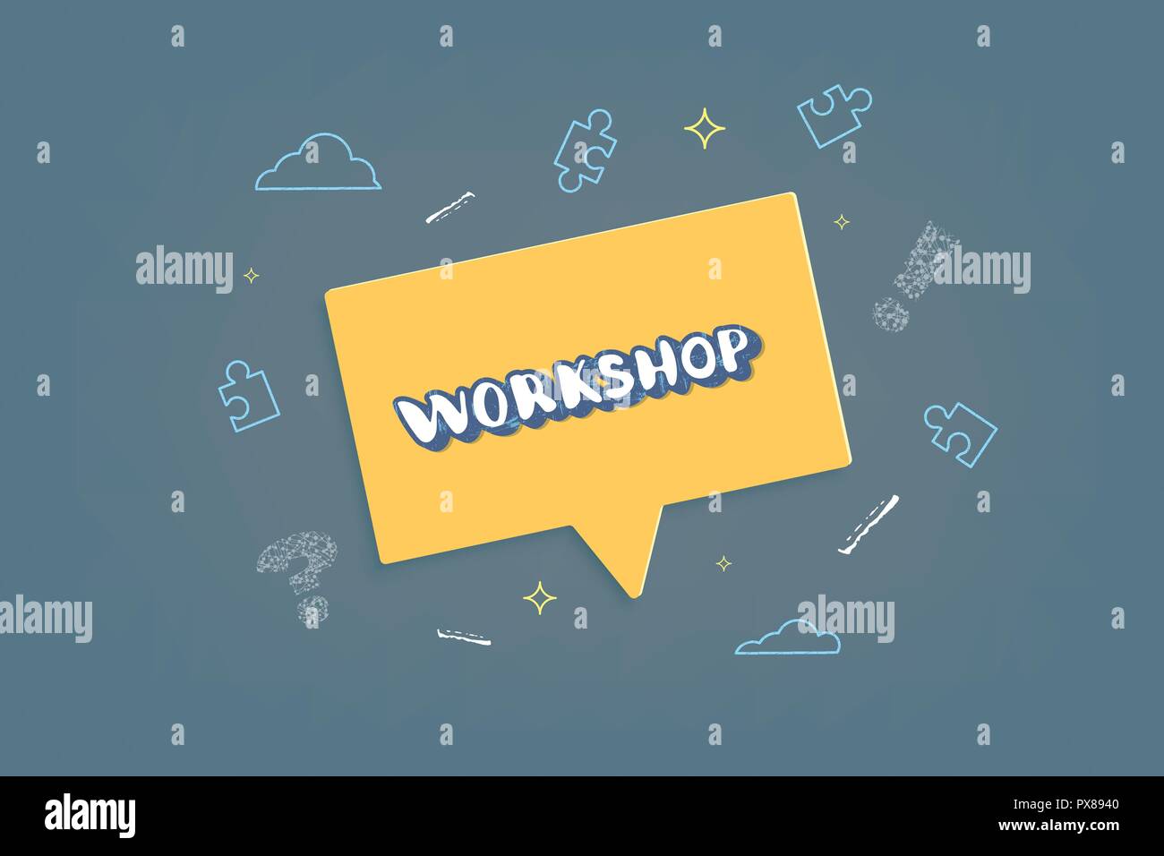 Workshop announcement composition. Template with handwritten lettering ...