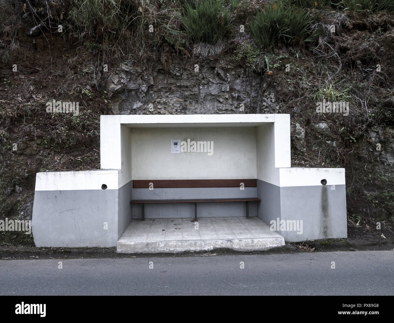 Bus stop, Portugal, Madeira, South Coast Stock Photo - Alamy