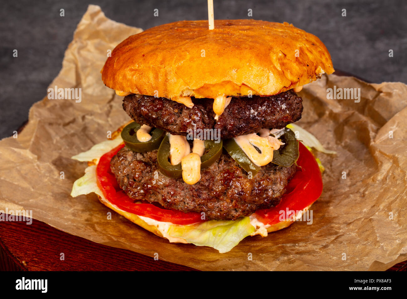 Burger with meat and cheese Stock Photo - Alamy