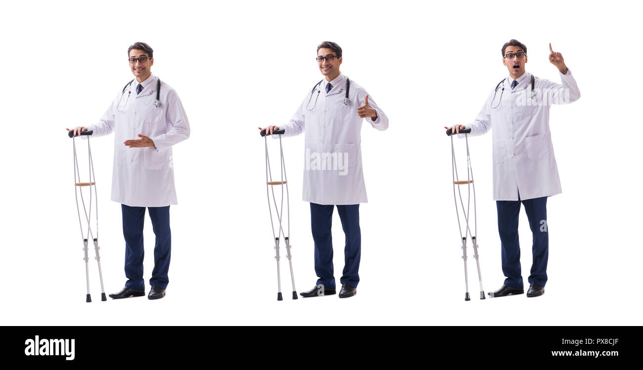 Young doctor physician standing walking isolated on white background ...