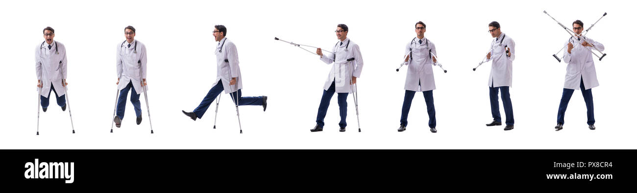 Young doctor physician standing walking isolated on white background ...