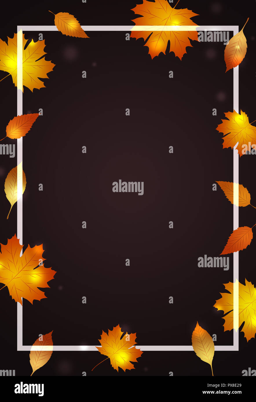 autumn notice background with yellow bright leaves Stock Photo - Alamy